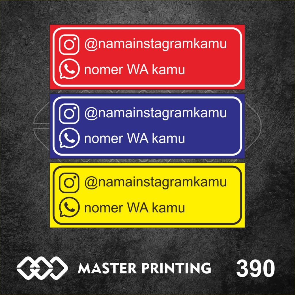 Jual 390 - Stiker Nomor WA dan Nama Akun Medsos, Sticker Vinyl, Tahan ...