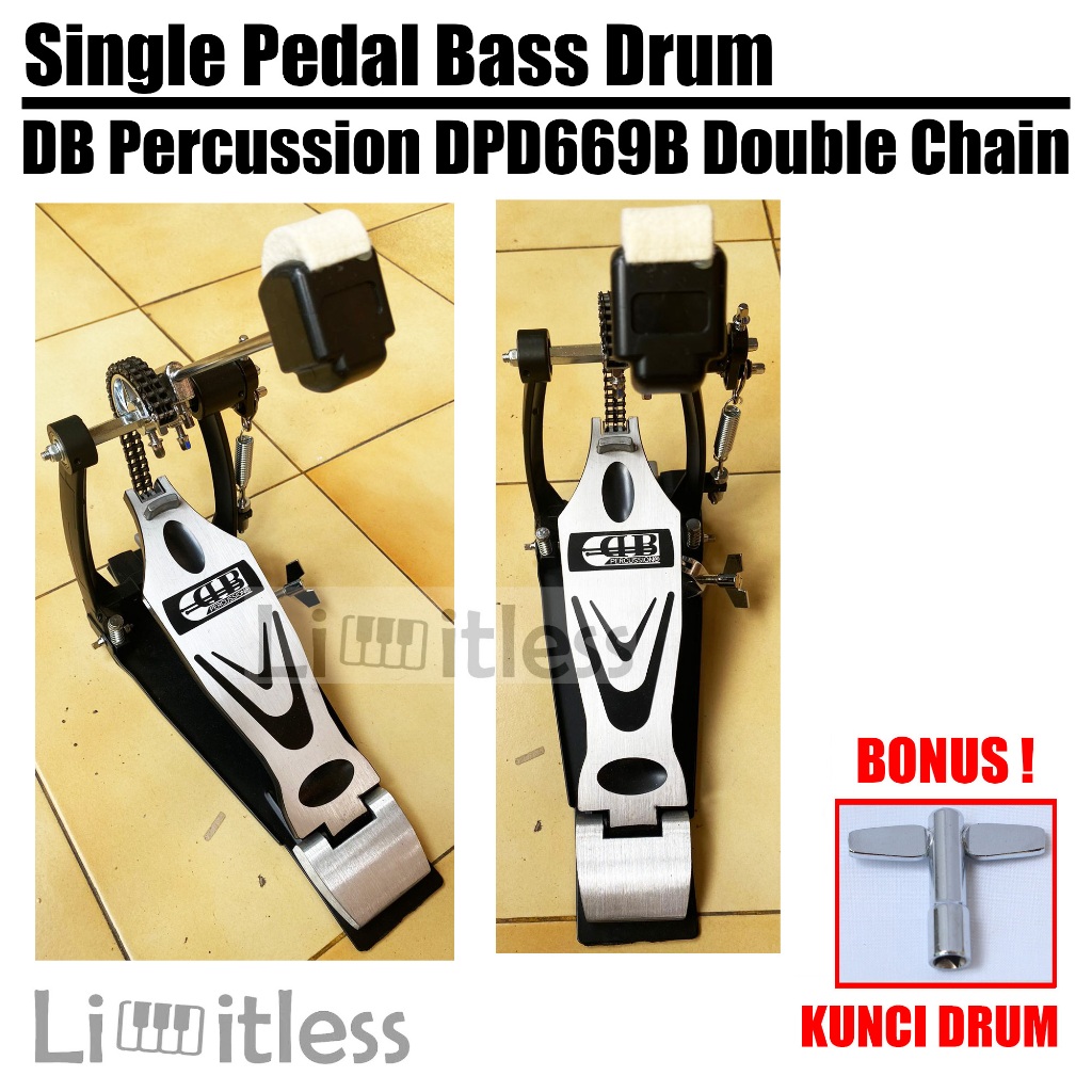 Jual Single Pedal Bass Drum DB Percussion DPD669B Double Chain Original ...