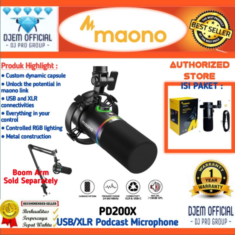 Jual MAONO PD200X USB XLR Podcast Dynamic Microphone RGB Studio Mic ...