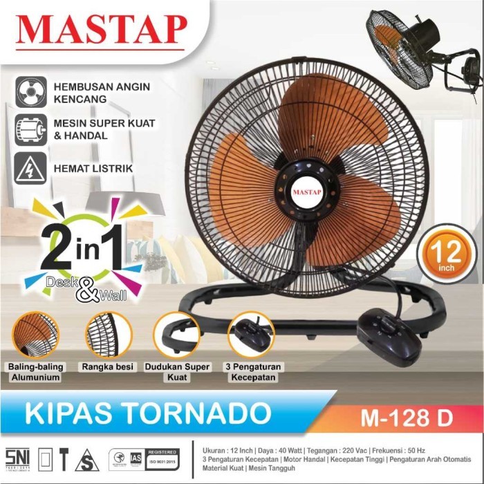 Jual Kipas angin Besi Tornado12 inch duduk & Dinding MASTAP M128D/SOGO ...