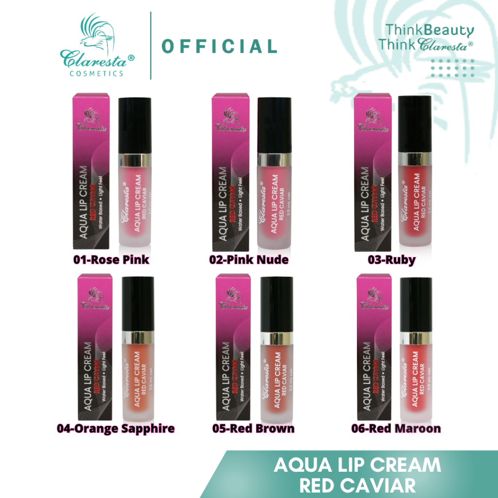 Jual Claresta Aqua Lip Cream Red Caviar Shiny Pigmented Tahan Lama ...