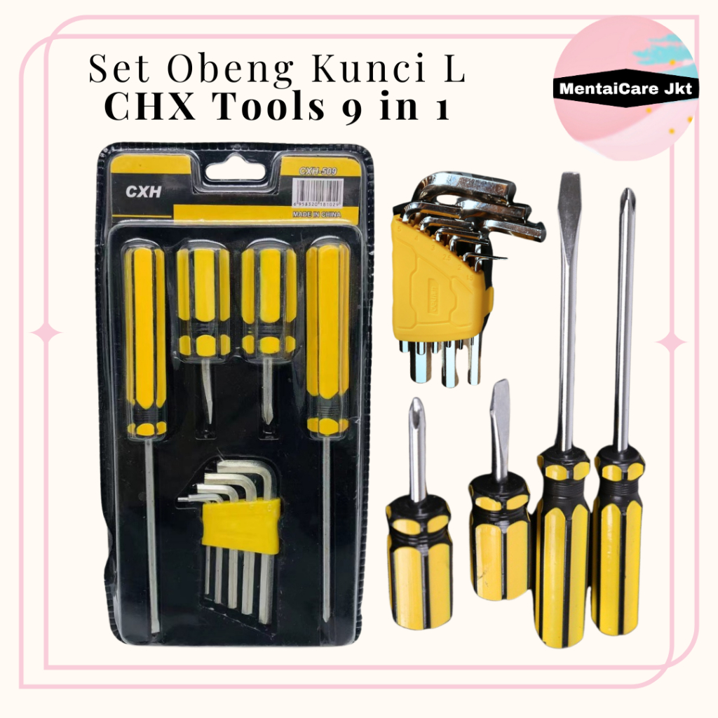 Jual Set Obeng Kunci L CXH Tools 9 in 1 Screwdriver With Hex Key Kunci ...