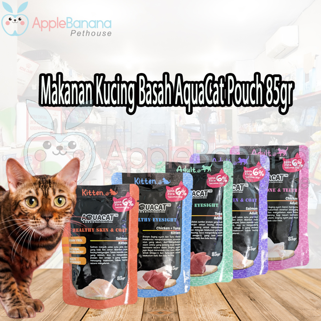 Jual Makanan kucing basah aqua cat wet food sachet pouch 85gr / Aquacat ...