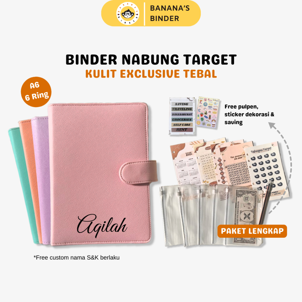 Jual Binder Nabung Exclusive A6 Free Custome Nama Paket Kombo Warna ...