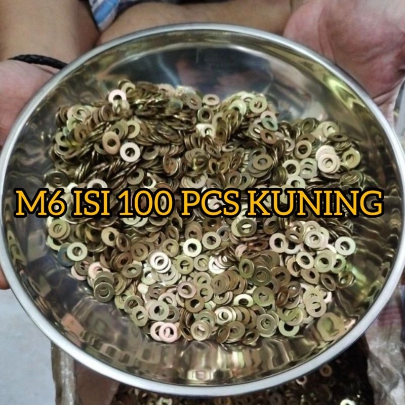 Jual RING M6 100 pcs RING plat M6 KUNING ( untuk baut 10 ) | Shopee ...