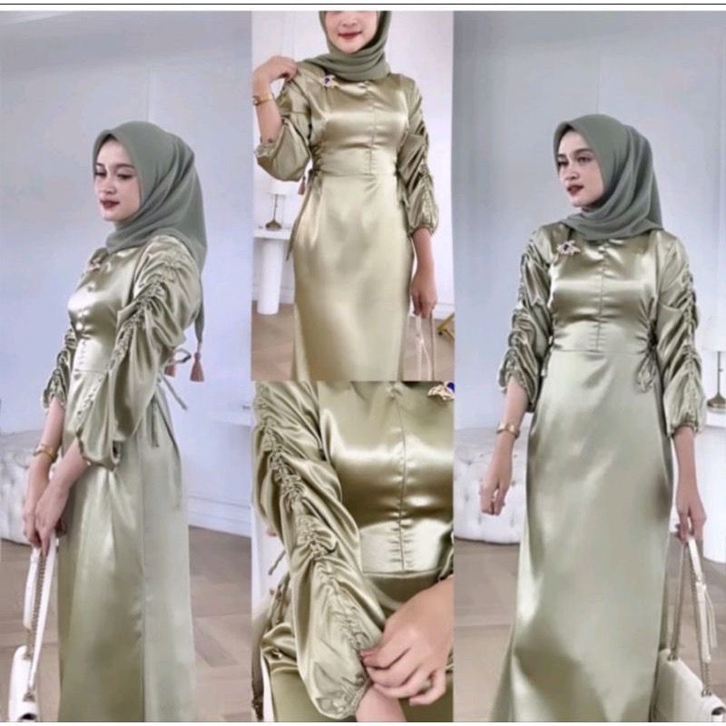 Jual GAMIS SATIN AURORA SILK PREMIUM // Gamis Dress satin Luxury silk ...