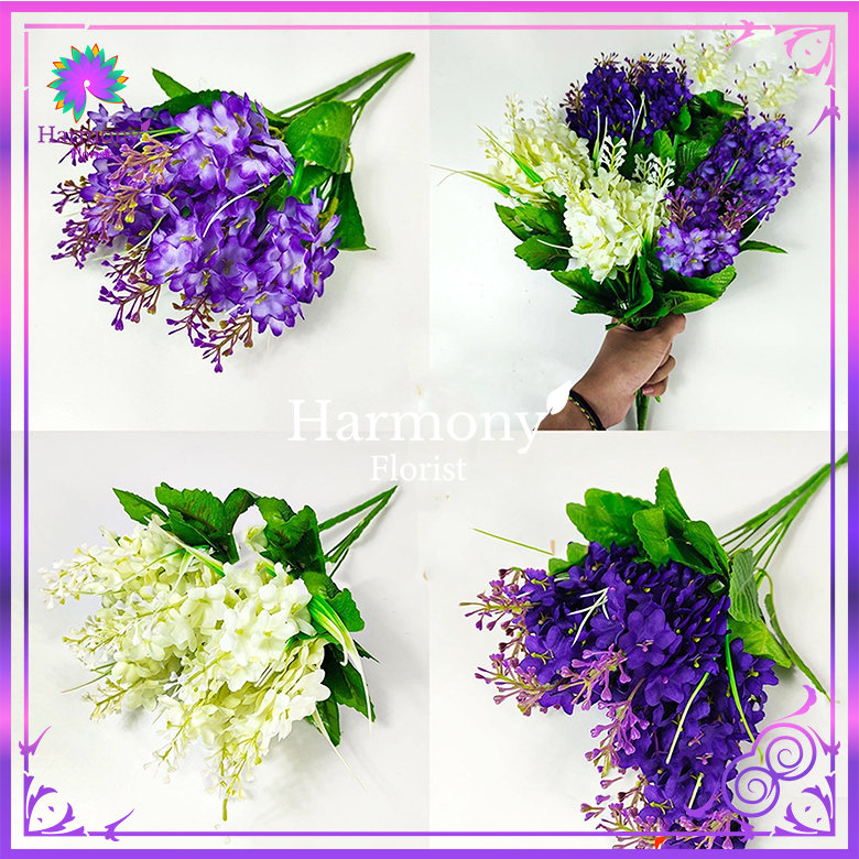 Jual Bunga Lavender Kain Artificial Cabang 5 Bahan Silk Buatan Hiasan ...