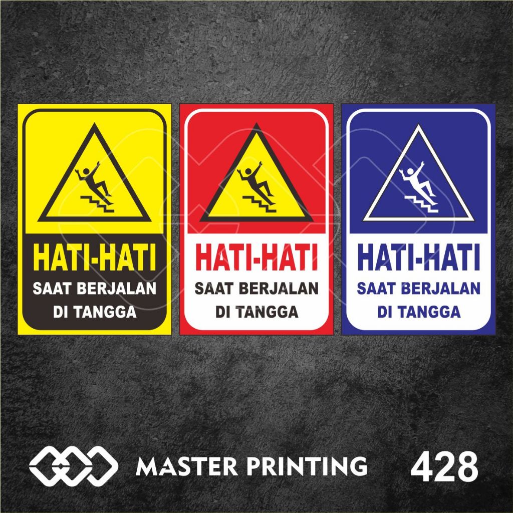 Jual 428 - Stiker Hati-Hati Saat Berjalan di Tangga, Sticker Vinyl ...