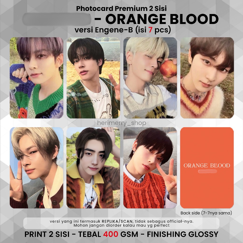 Jual (ISI 7 PCS) Photocard ENH*A ORANGE BLOOD - PC 2 SISI KPOP Premium fotocard Merch Unofficial ...