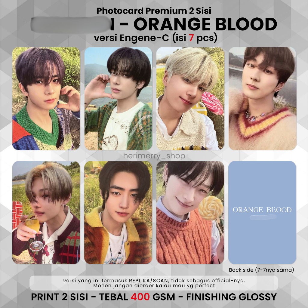 Jual (ISI 7 PCS) Photocard ENH*A ORANGE BLOOD - PC 2 SISI KPOP Premium fotocard Merch Unofficial ...