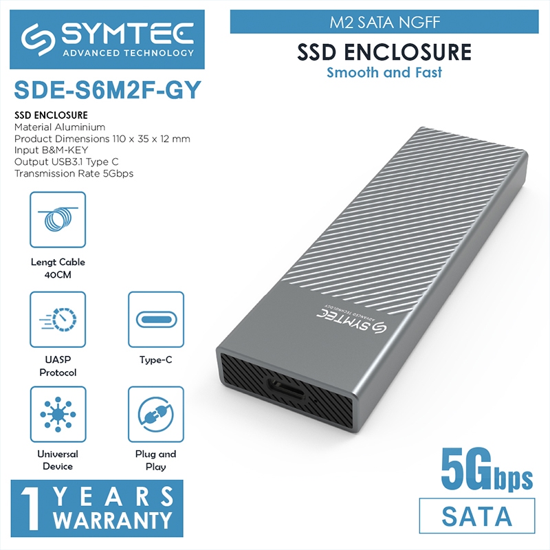 Jual SYMTEC NGFF SSD USB 3.1 Type C Enclosure - SDE-S6M2F | Shopee ...