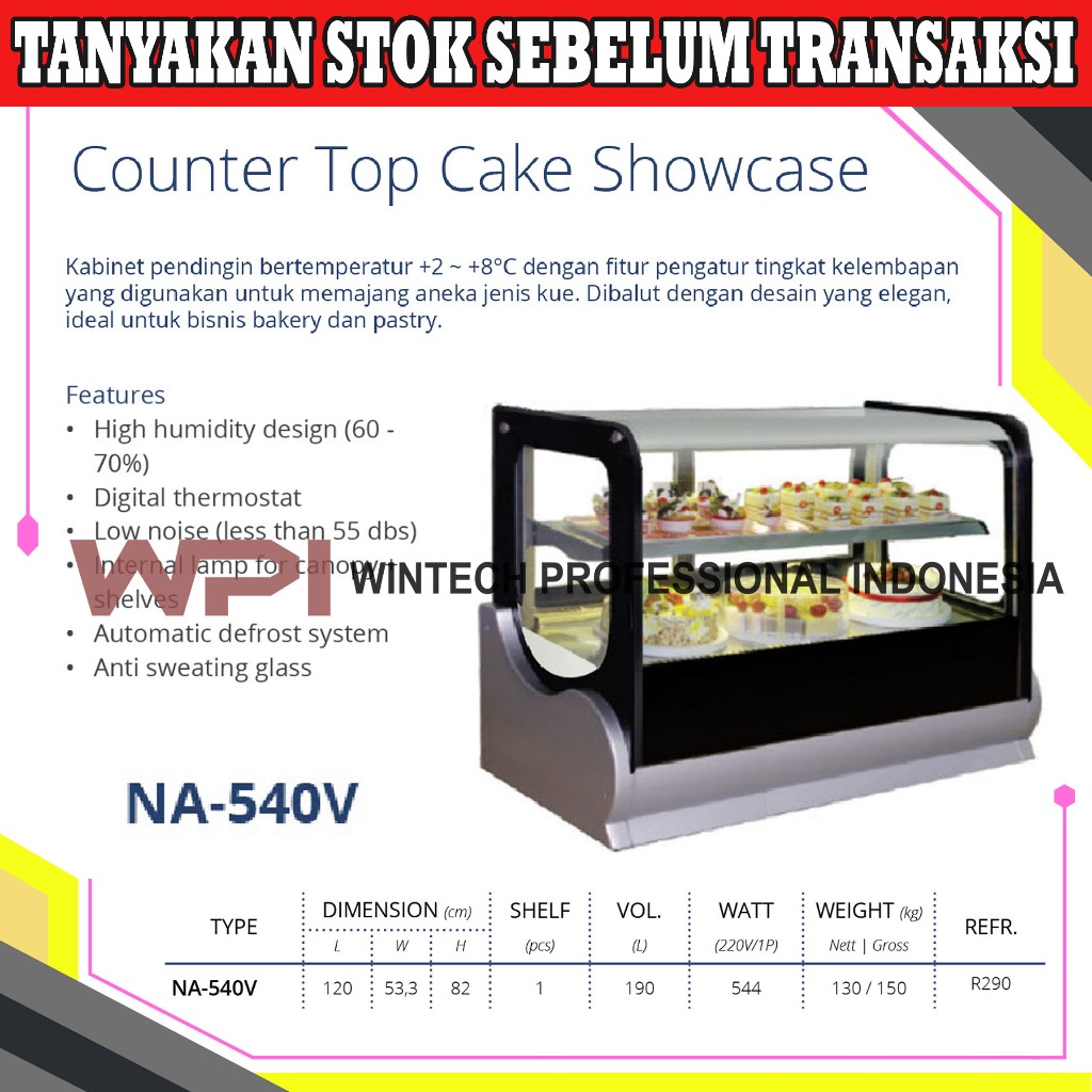 Jual Gea NA-540V Counter Top Cake Showcase - Tempat Pendingin ...