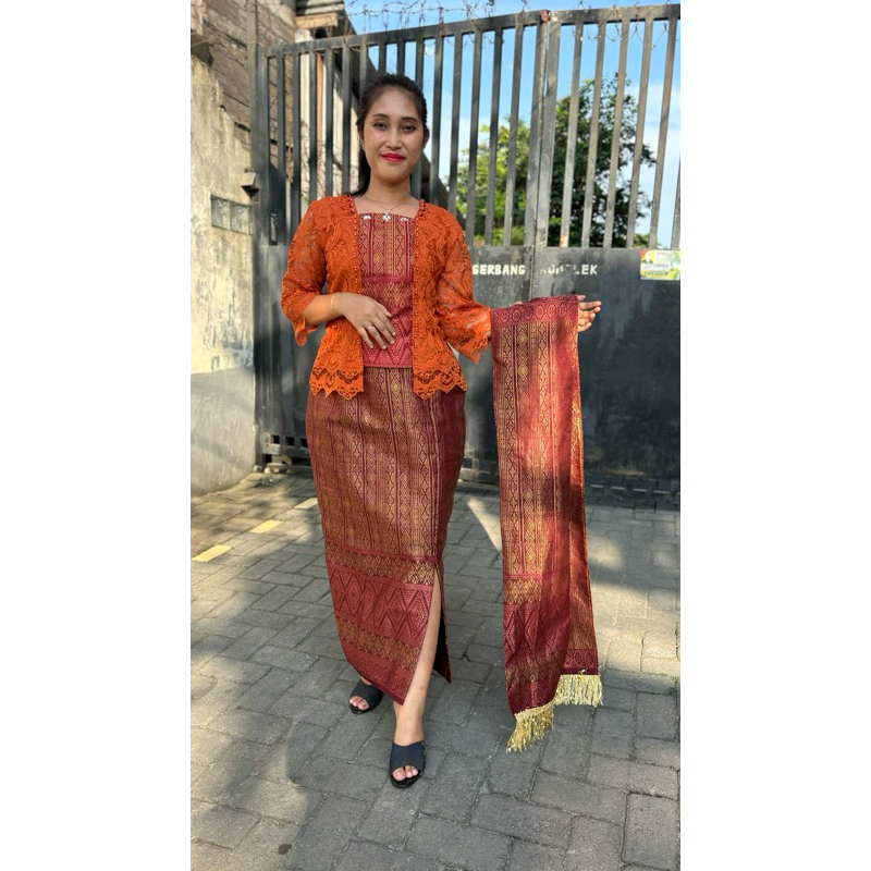 Jual Setelan Songket Modern Rok Panjang Selendang Blouse Kartini Miss ...