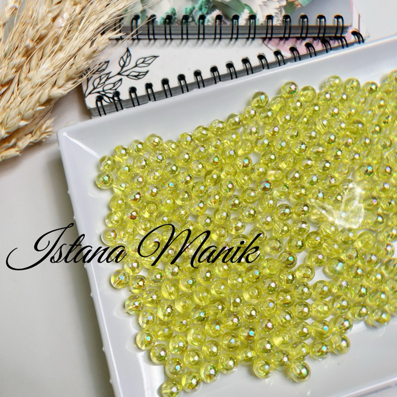 Jual Manik Mote Bulat Glossy AB Transparant kilap Premium 6/8mm (15gr ...