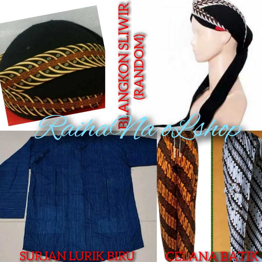 Jual BAJU ADAT JAWA LAKI | SURJAN LURIK BIRU + CELANA BATIK + BLANGKON ...
