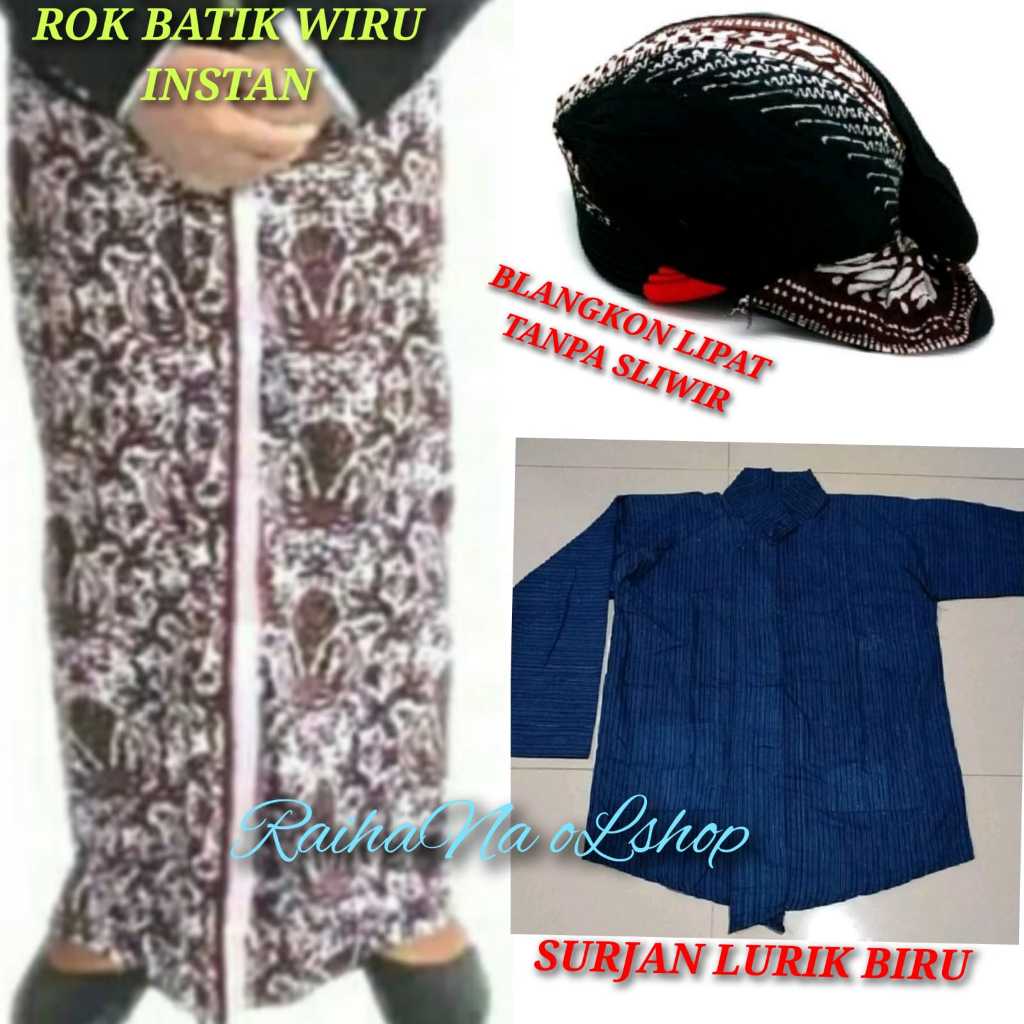 Jual BAJU ADAT JAWA LAKI | SURJAN LURIK BIRU + ROK BATIK WIRU INSTAN + BLANGKON LIPAT TANPA ...