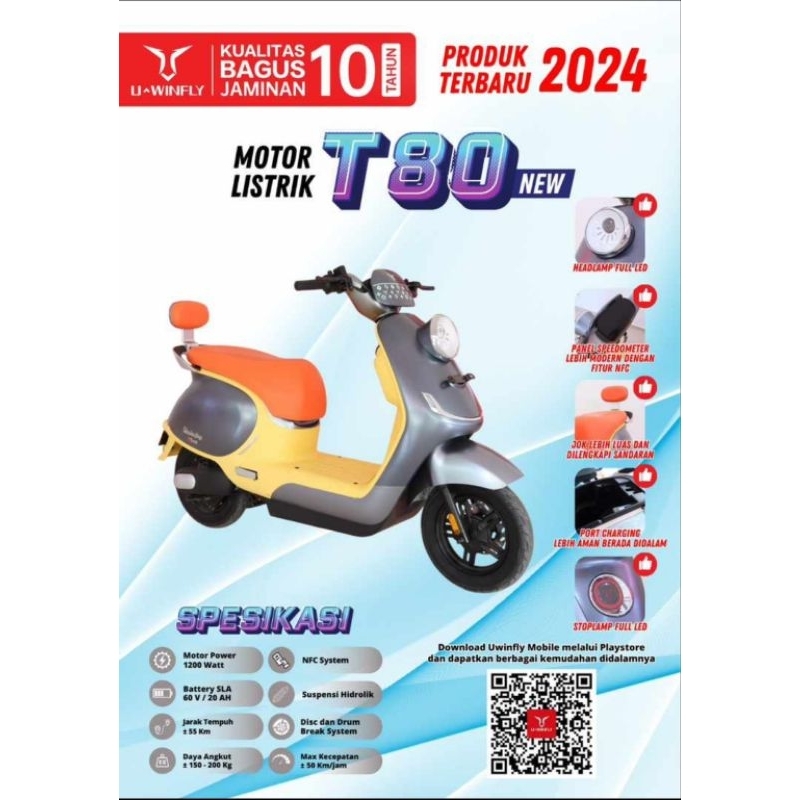 Jual UWINFLY T80 Sepeda Motor Listrik Electric Bike | Shopee Indonesia