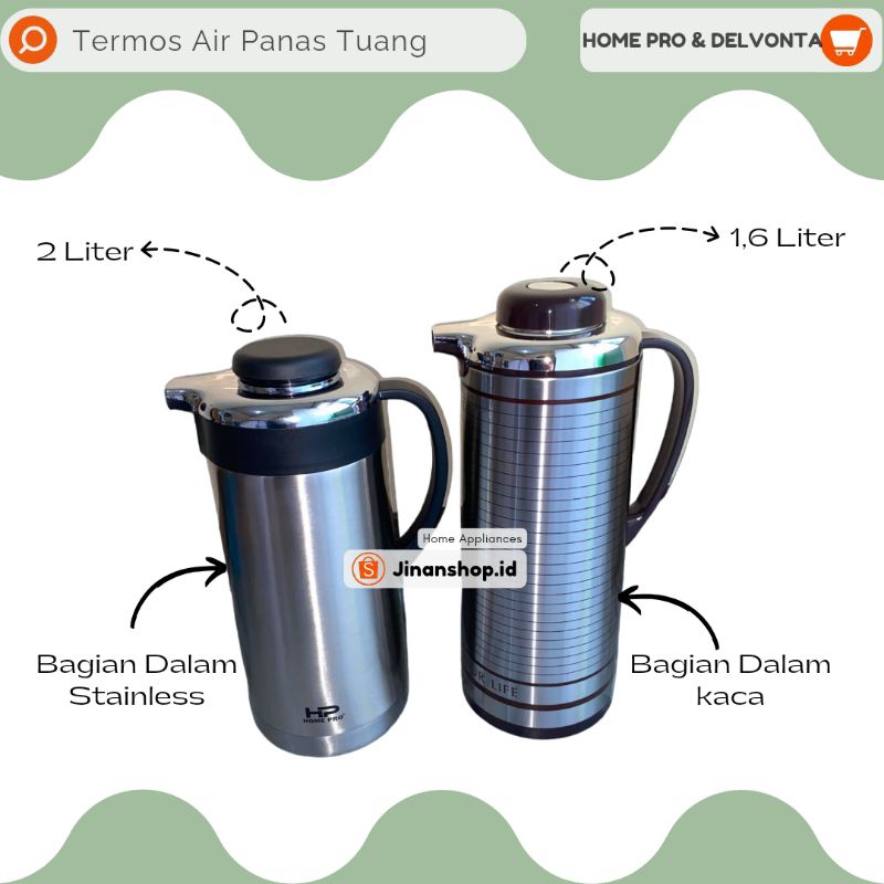 Jual DEVONTA & HOMEPRO - Termos Air Panas Stainless 2 Liter / Termos ...