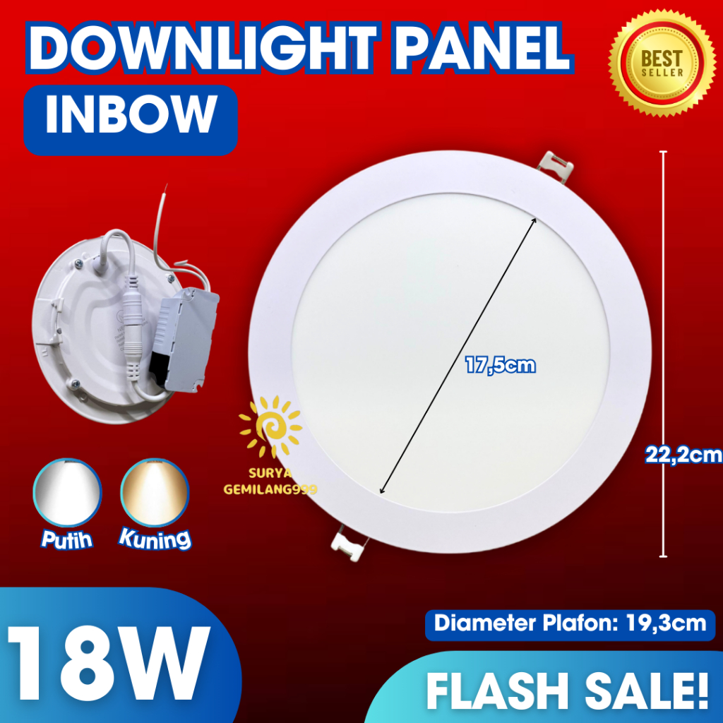 Jual LAMPU DOWNLIGHT LED PANEL 18WATT PUTIH 18W 18 WATT TIPIS BULAT ...