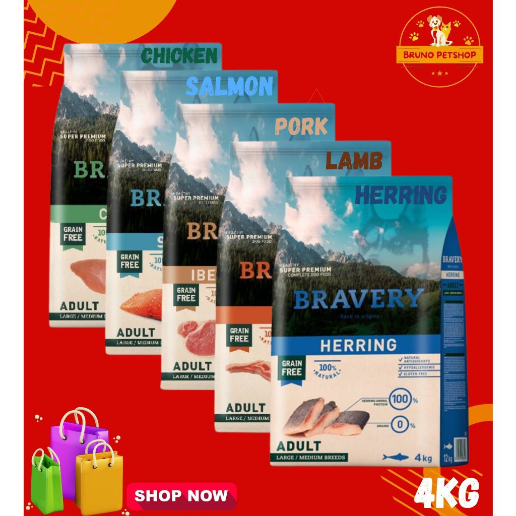 Jual Bravery Dog Medium/Large Adult 4Kg - Salmon / Iberian Pork / Lamb ...