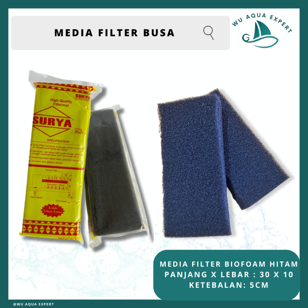 Jual Media Filter BUSA FOAM BIO HITAM SURYA TAKARI Kapas Busa Hitam ...