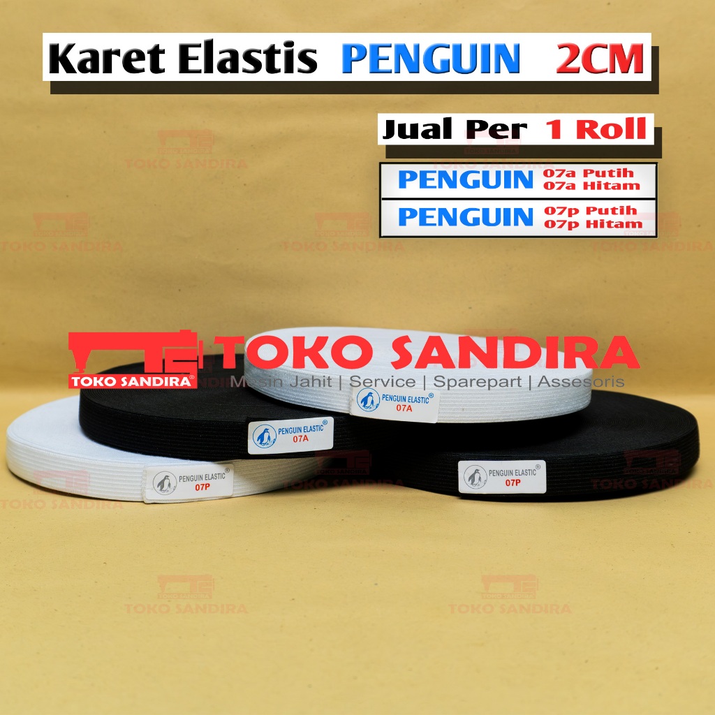 Jual 1 ROL KARET 2 CM/KARET PENGUIN 07A/KARET ELASTIS 2 CM 07P/KARET ...