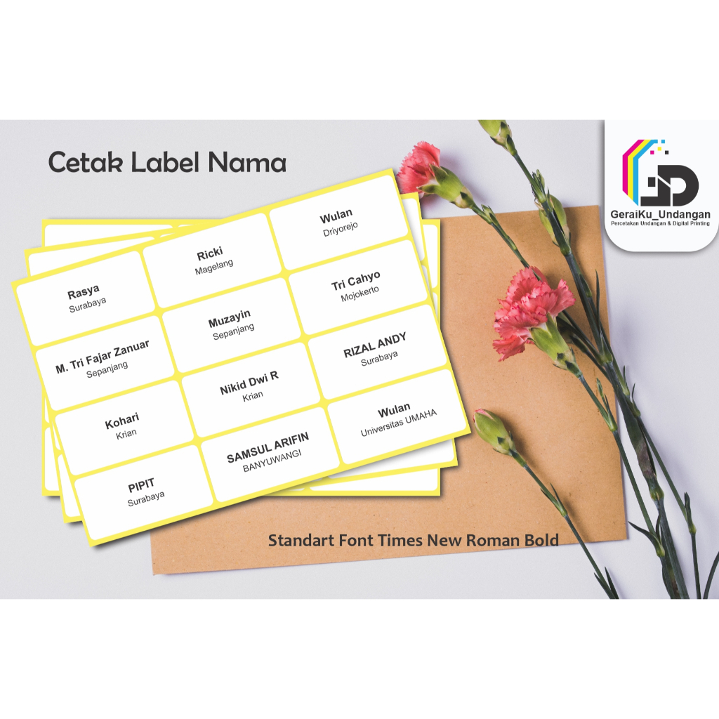 Jual STIKER LABEL NAMA UK.103 - LABEL UNDANGAN 103 - LABEL NAMA - CETAK ...