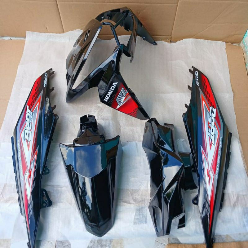 Jual cover body full halus honda beat fi 2013_2014 hitam plus striping ...