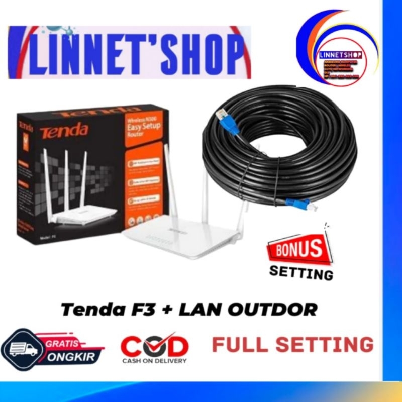 Jual PAKET PARAREL WIFI TENDA F3 300Mbps + KABEL LAN SPECTRA OUTDOOR ...