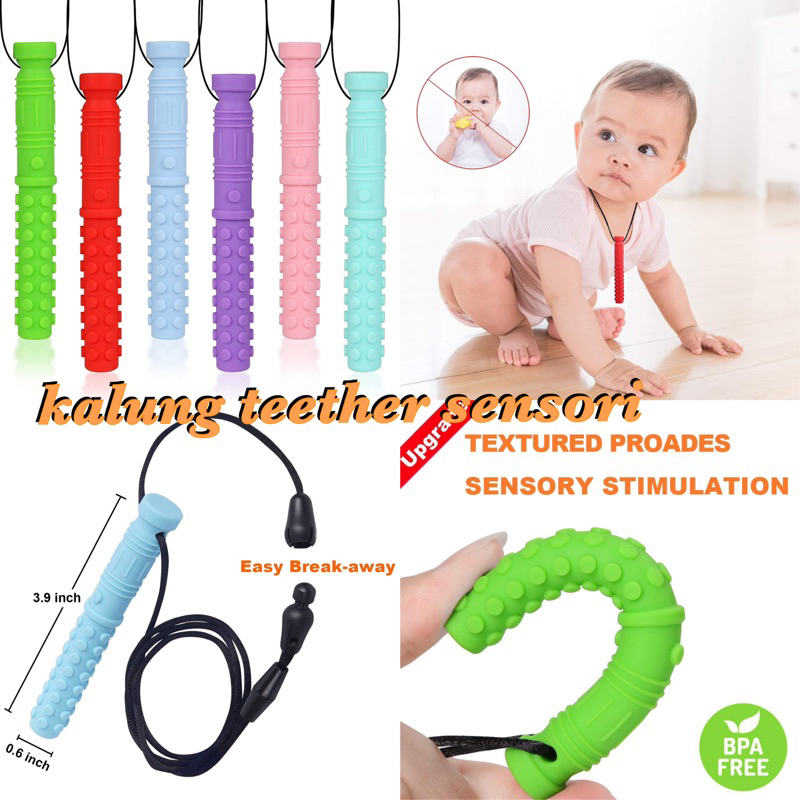 Jual Kalung Silicone Autism Chew Oral Motor Chewy Necklace Sensory for ...