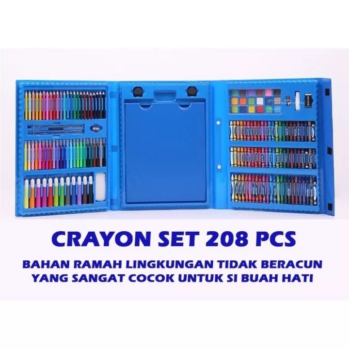 Jual Alat Menggambar Crayon Koper Isi 150 Dan 208 Pcs/ Set Crayon Cat ...