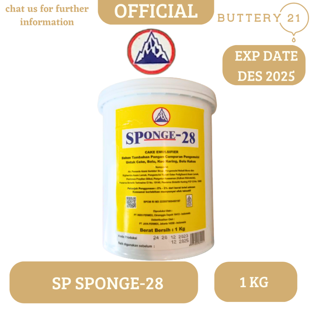 Jual SPONGE 28 1 KG/CAKE EMULSIFER 1 KG/BAHAN KUE SPONGE 28 1 KG ...
