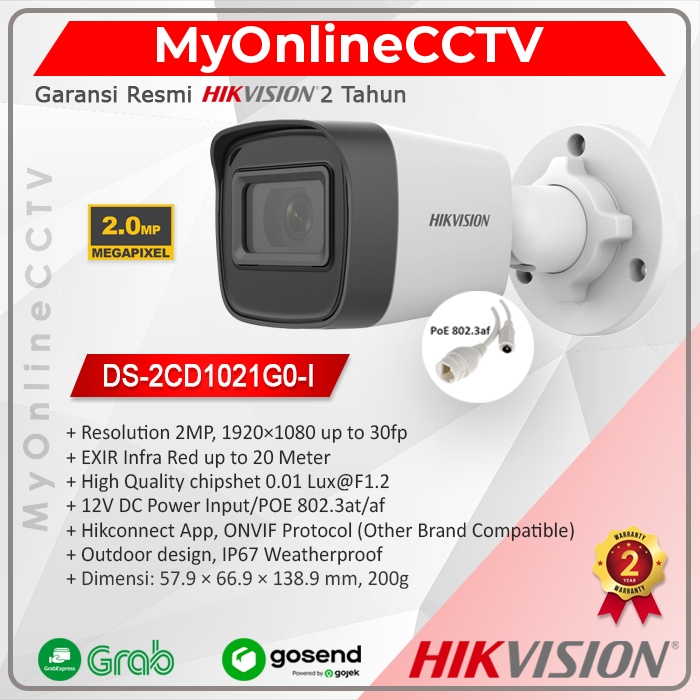 Jual DS-2CD1021-I Hikvision DS 2CD1021G0 I IP Camera CCTV Outdoor POE WDR 2MP Garansi Resmi ...