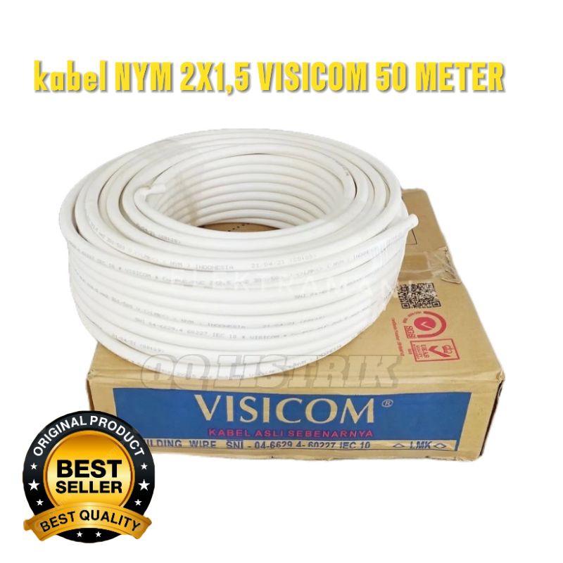 Jual kabel listrik nym 2x1,5 visicom 50 meter, tembaga murni ,kabel ...