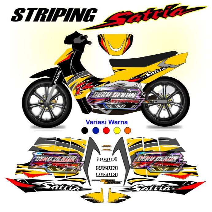 Jual Striping Satria Lumba 2 Tak Variasi RG Hitam Kuning Sport Clucth ...