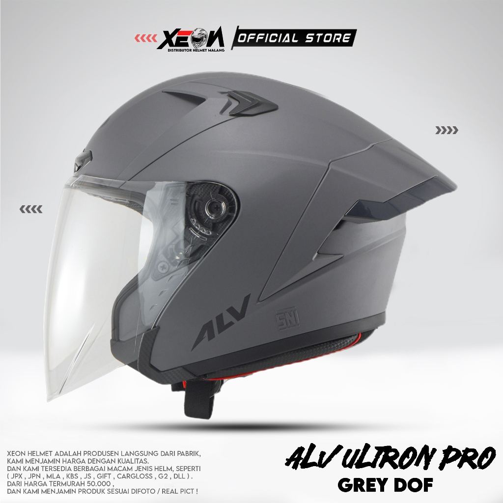 Jual HELM ALV ULTRON PRO SOLID GREY-DOF VISOR RANDOM CLEAR/SILVER HELM ...