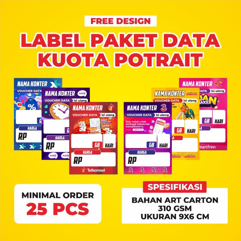 Jual DISPLAY HARGA PAKET DATA VOUCHER KUOTA LABEL POTRAIT | Shopee ...