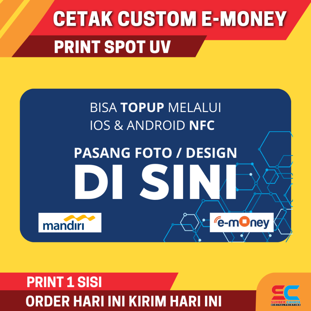 Jual CETAK 2 SISI EMONEY ETOLL MANDIRI / CUSTOM E MONEY GAMBAR | Shopee Indonesia
