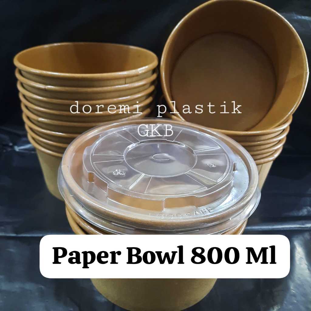 Jual [25 Pcs] 800ml Paper bowl Kraft Coklat laminasi / Mangkok kertas TANPA TUTUP / Paper Rice ...