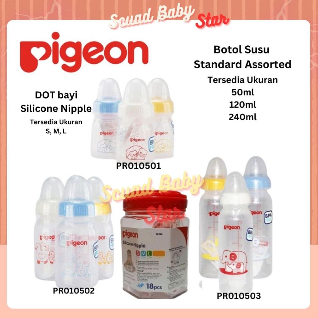 Jual Pigeon Botol Susu Bayi PP RP Assorted Standard / Dot Nipple ...