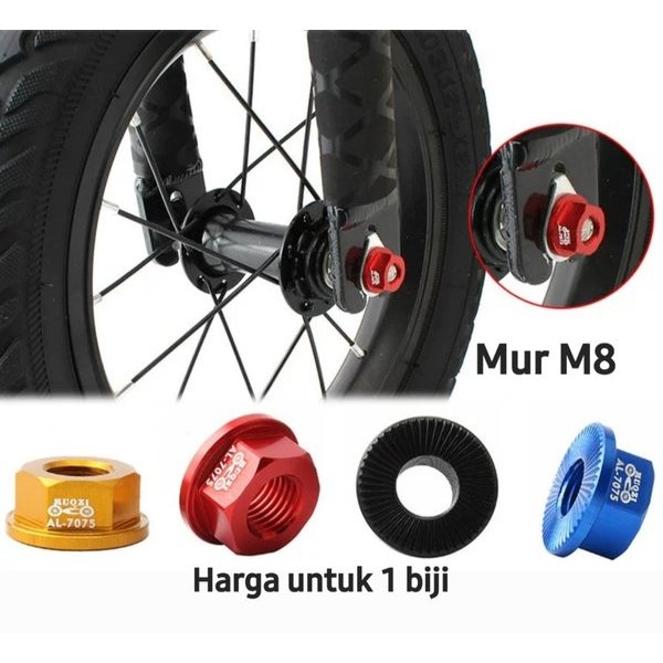 Jual Muqzi Mur M8 Aluminium Alloy Mur As Roda Pushbike Balance Bike BMX ...