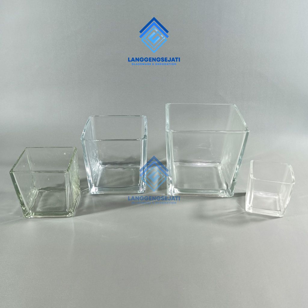 Jual VAS BUNGA KACA BENING KOTAK 12-CM | VAS TANAMAN AIR | VASE RUSTIC ...