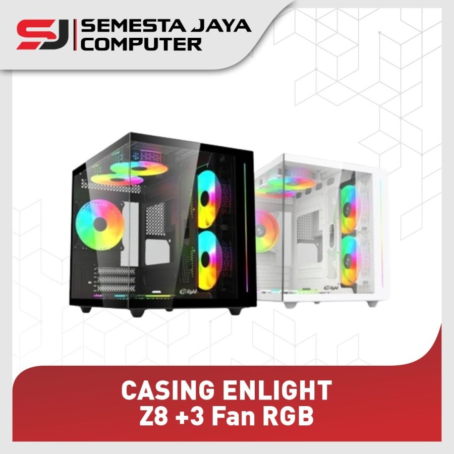 Jual CASING ENLIGHT Z8 WHITE +3 Fan RGB | Case Support WaterCooling 240 ...