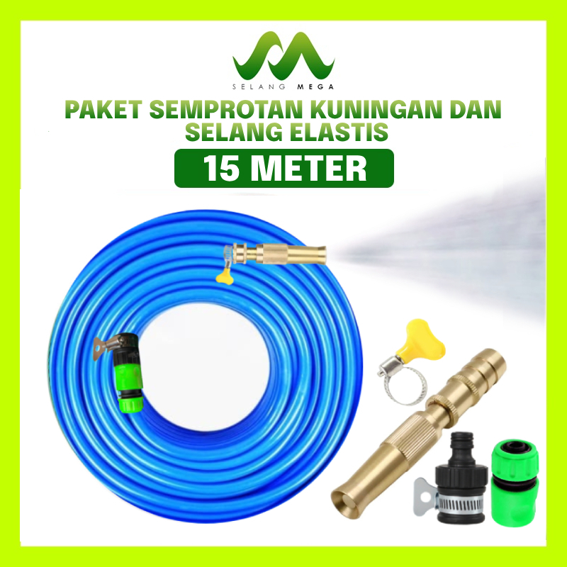 Jual Paket Selang Air Elastis Dengan Semprotan Air Jet Kuningan Alat Cuci Kendaraan Mobil Motor ...
