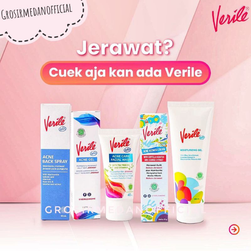 Jual VERILE ACNE - RANGKAIAN VERILE ACNE GEL, ACNE BELMISH, FACIAL WASH ...