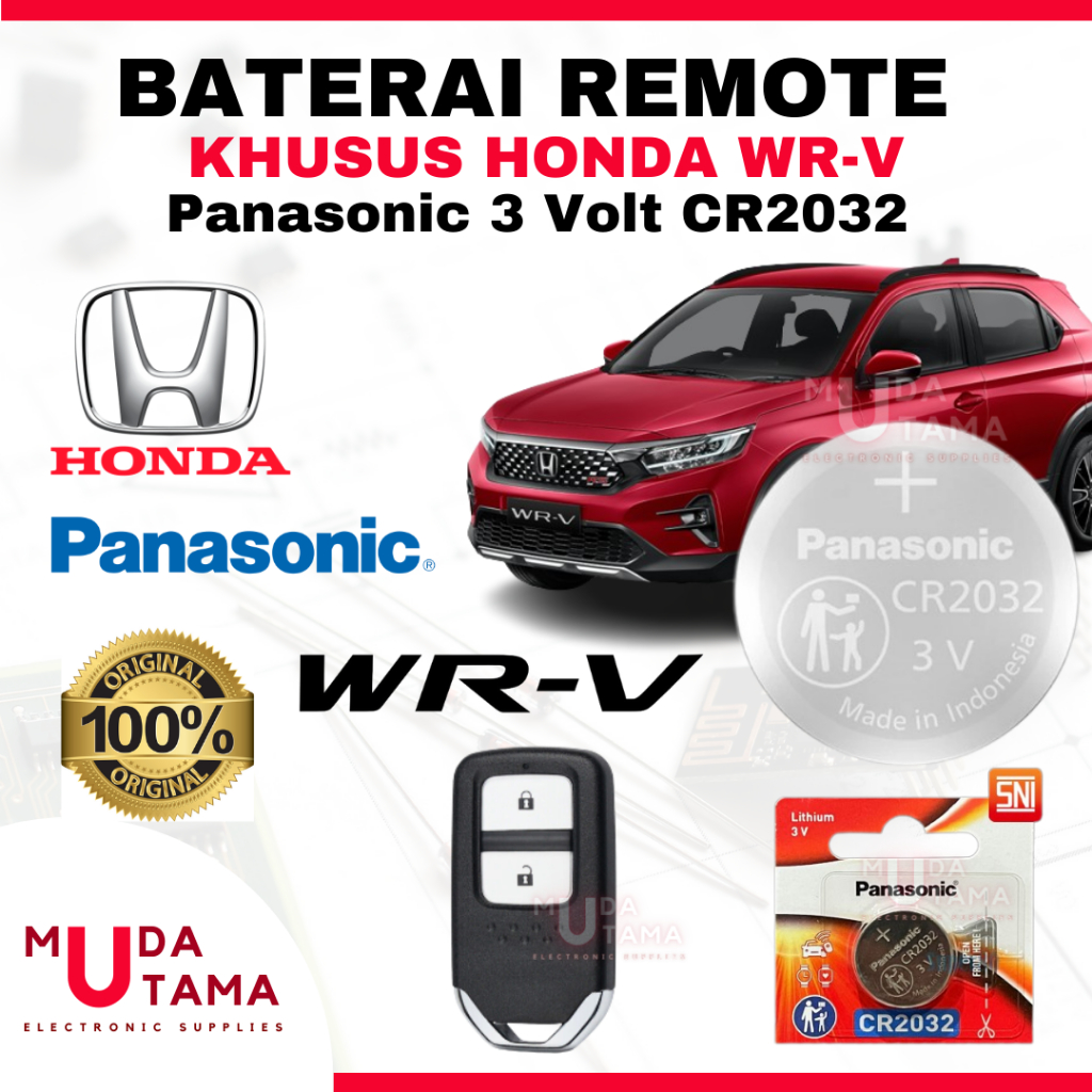Jual Baterai Remote Mobil HONDA WRV - ORIGINAL PANASONIC CR2032 3 Volt ...