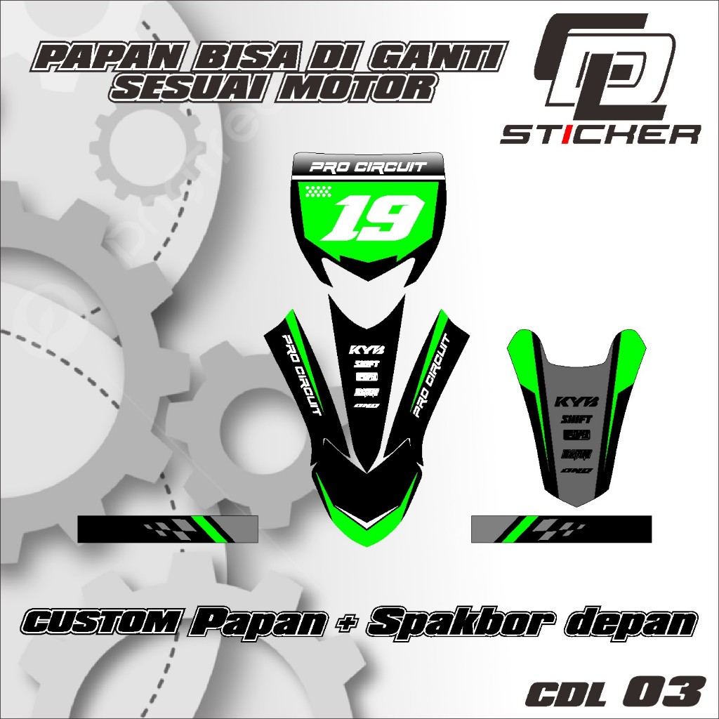 Jual (COD) Sticker stiker decal PAPAN NOMOR START+SPAKBOR DEPAN KX KLX ...