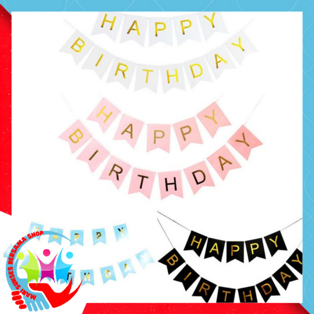 Jual MSBS Banner Happy Birthday Warna Warni Backdrop Pesta Bendera ...