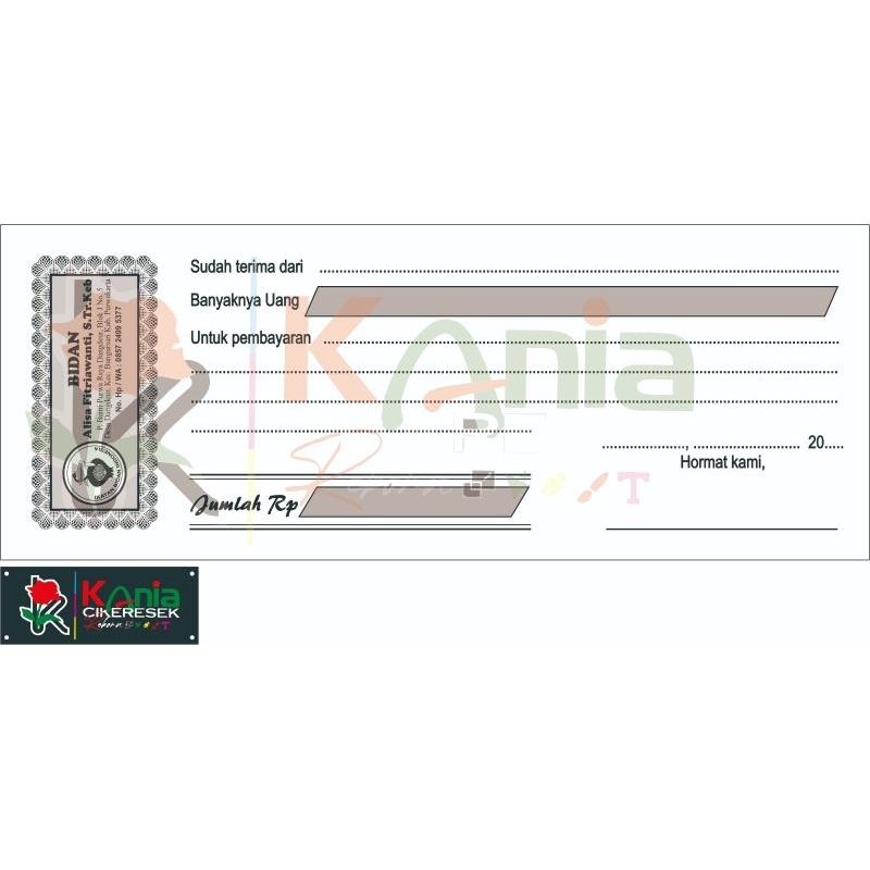 Jual CETAK CUSTOM NOTA KWITANSI 1/3 HVS F4 POSISI LANDSCAPE (1 RIM / 15 ...