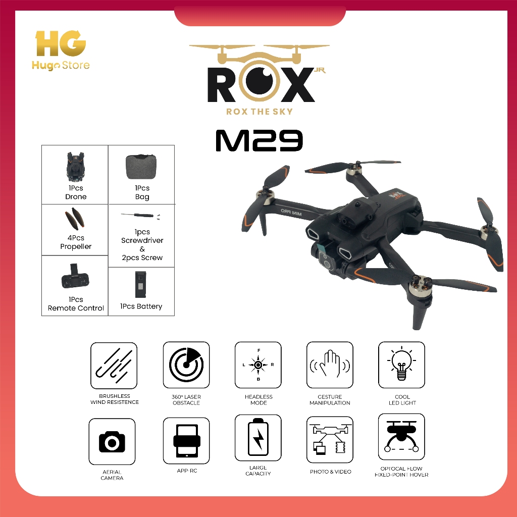 Jual ROX M29 Mini Drone HD Dual Camera WiFi FPV | Shopee Indonesia